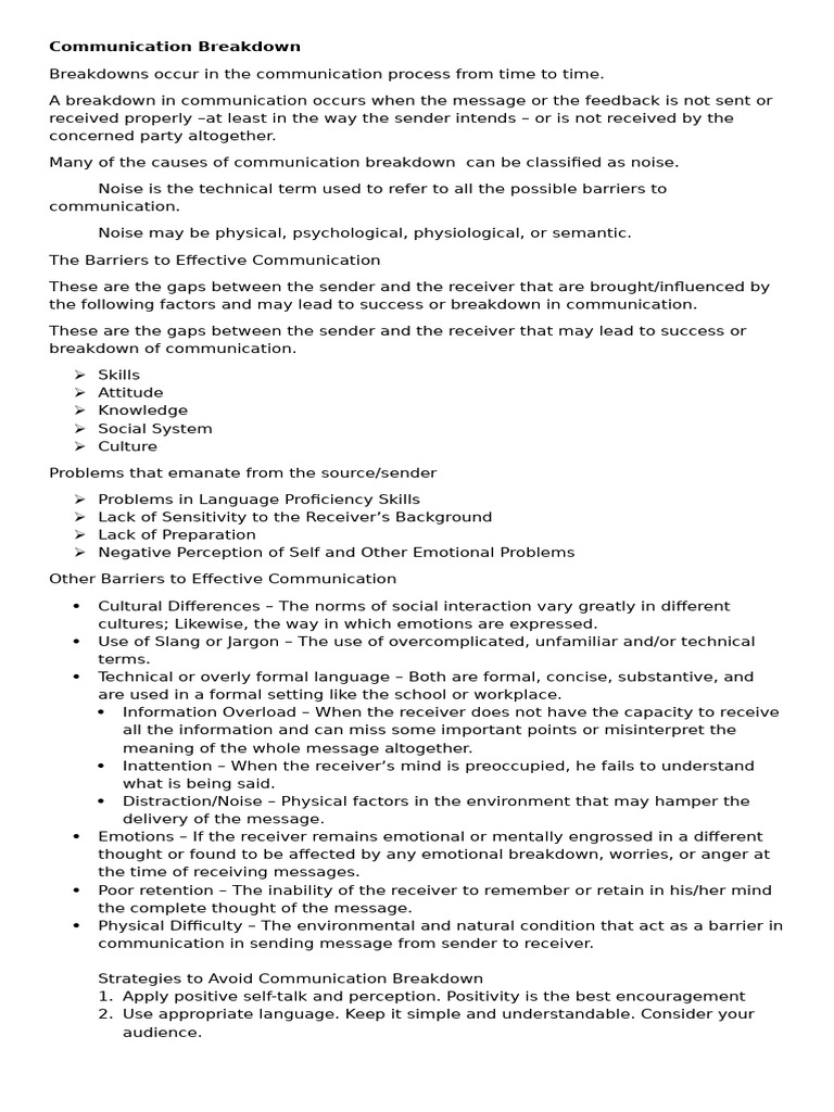 Communication Breakdown | PDF