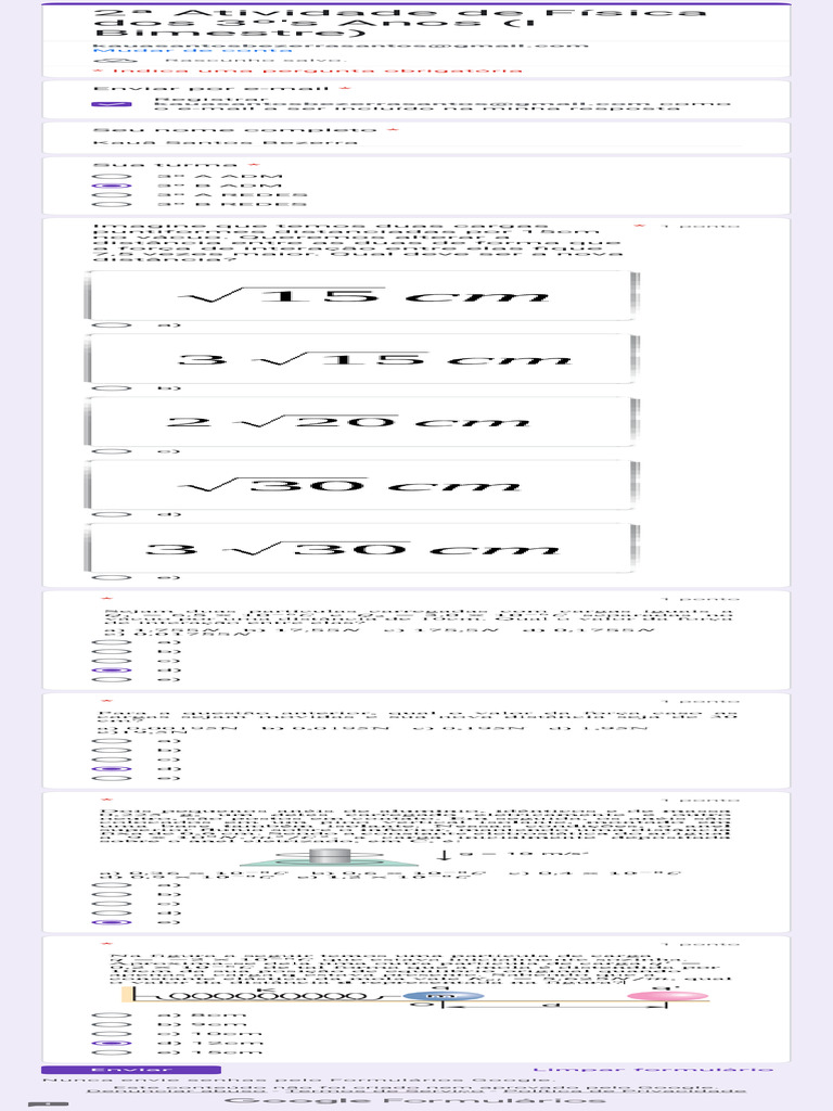 2 Atividade de Física Dos 3º's Anos (I Bimestre) 2 | PDF