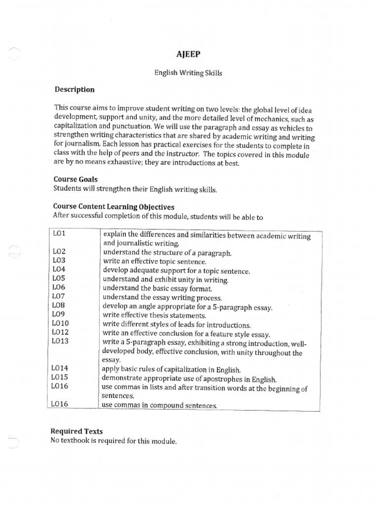 English Writing Skills 1 | PDF