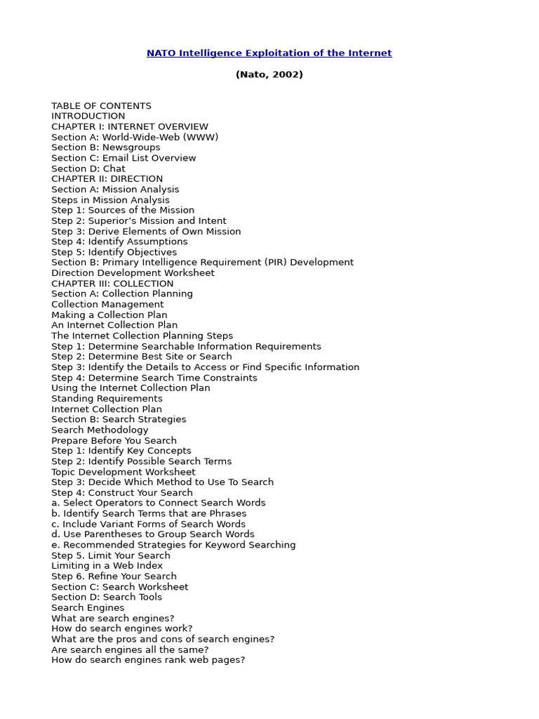 NATO Intelligence Exploitation of The Internet | PDF