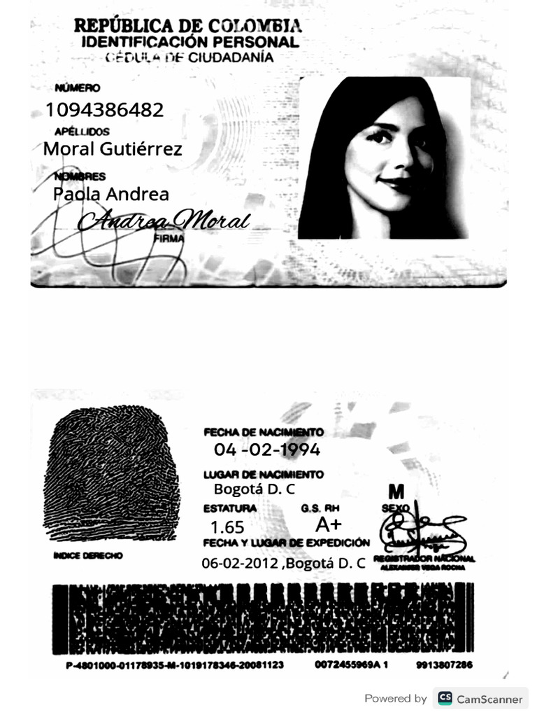 cédula Andrea Moral. | PDF