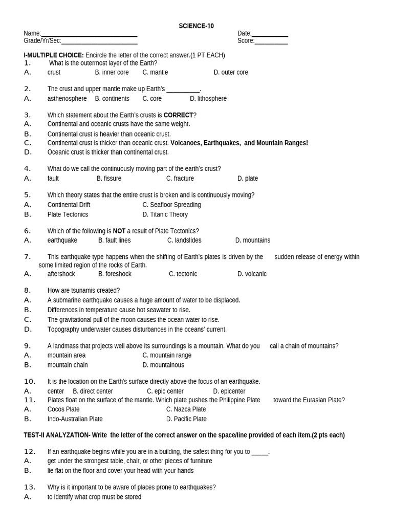 2nd Summative Science 10 | PDF