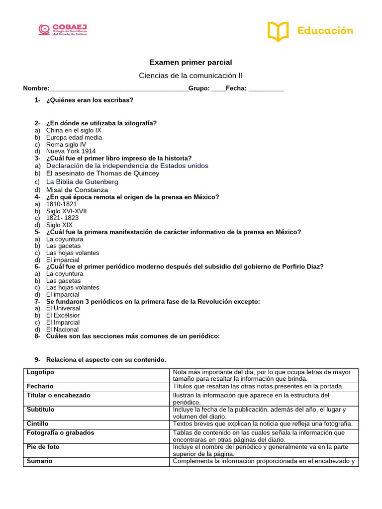 Examen 6to Comunicación | PDF
