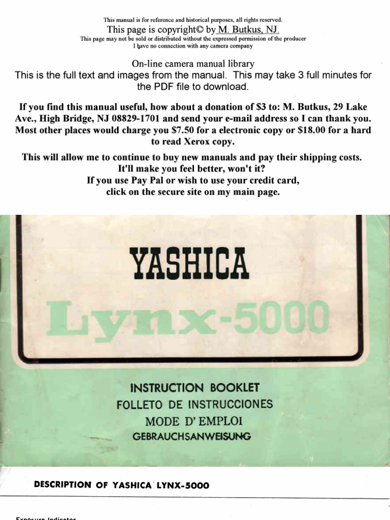 Yashica Lynx 5000 | PDF