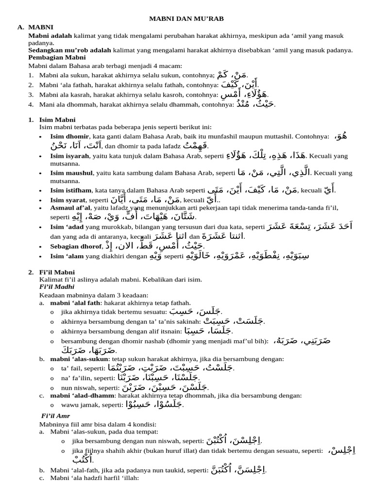Pengertian Mabni Dan Mu | PDF