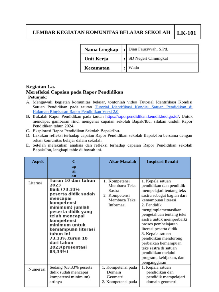 LK-01 Refleksi Dian | PDF
