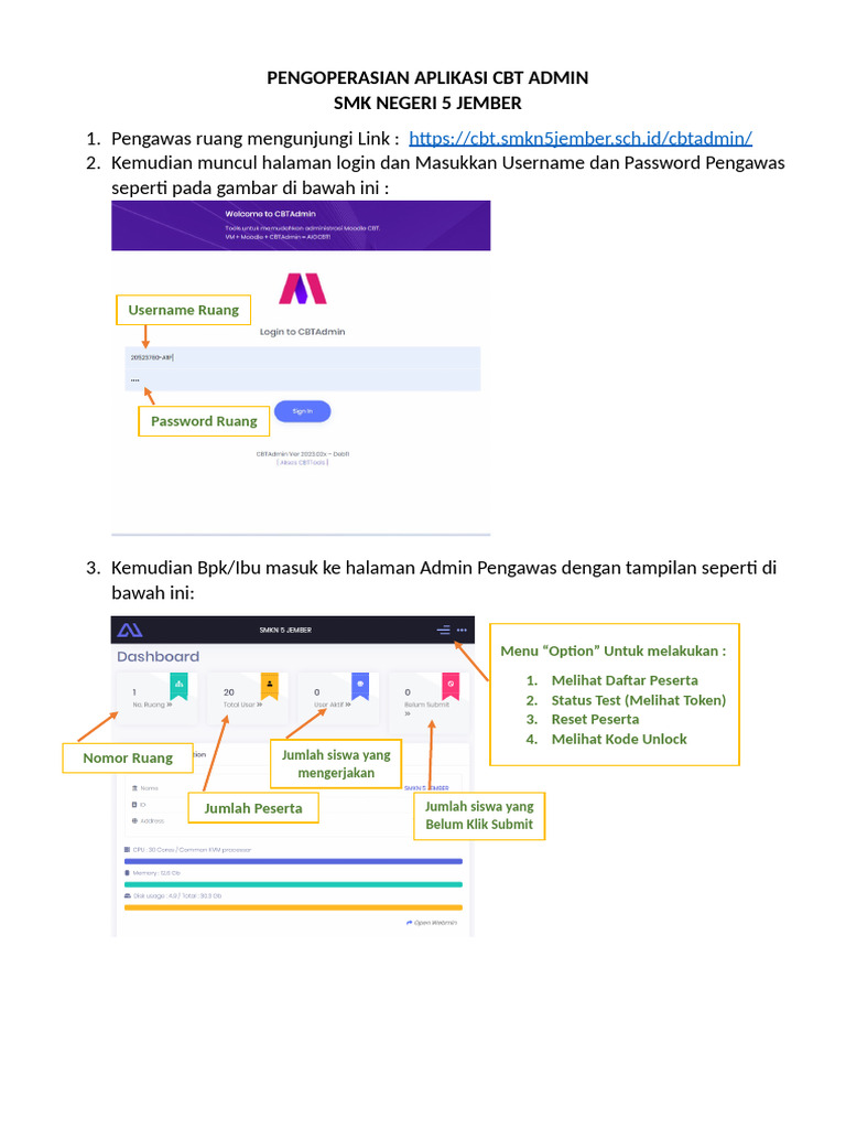 PENGOPERASIAN APLIKASI CBT ADMIN | PDF