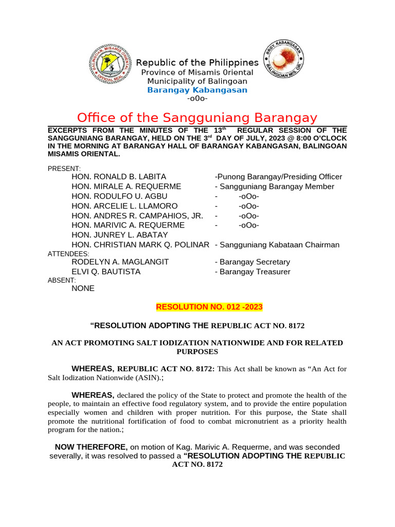 Resolution BNS 2023 | PDF