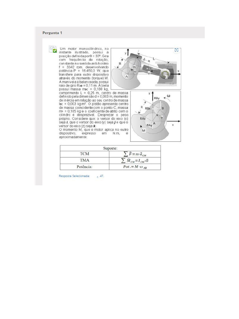 Dinamica Dos Sistemas D92C - 15302 - R - 20241 - Questionário 1 | PDF