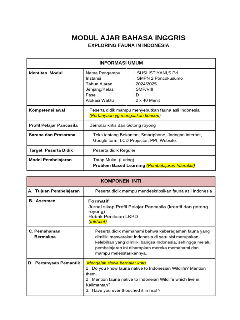 MODUL Ajar Chapter 1 Unit 1 | PDF
