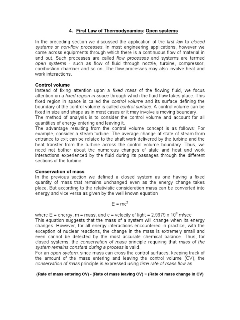 First Law Open Systems | PDF | Turbine | Nozzle