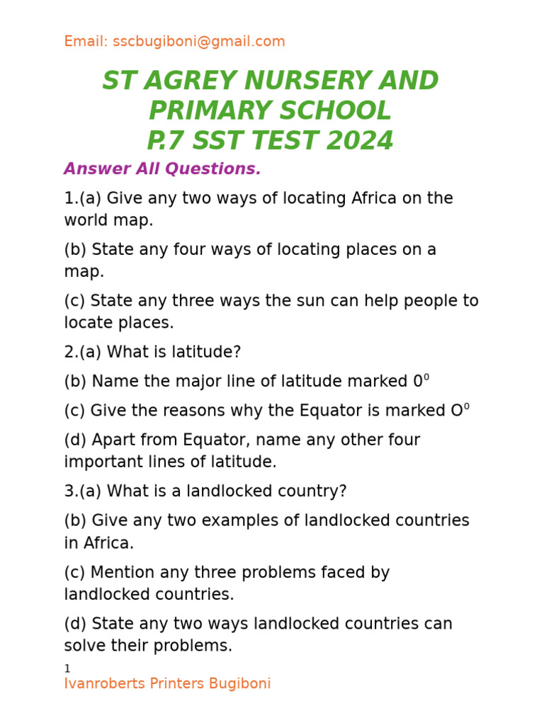 SST Test P.7 2024 2 | PDF