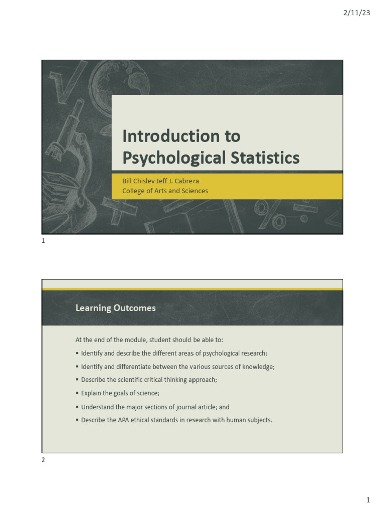 1 Module 1 Introduction To Psych Stats Handouts | PDF