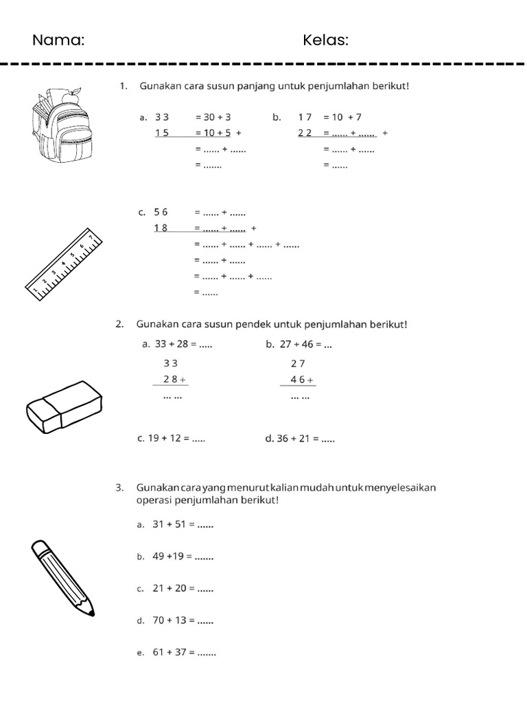 LKPD PEnjumlahan Bil Cacah SD 100 | PDF