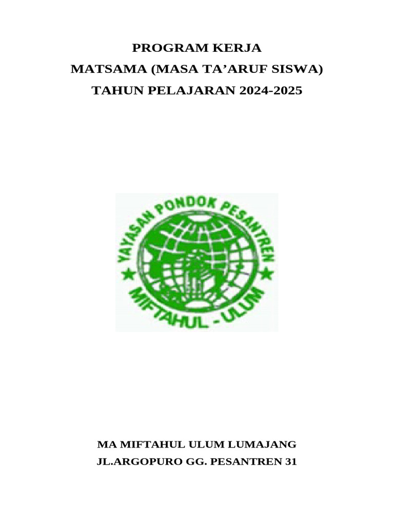 Program Kerja Matsama | PDF