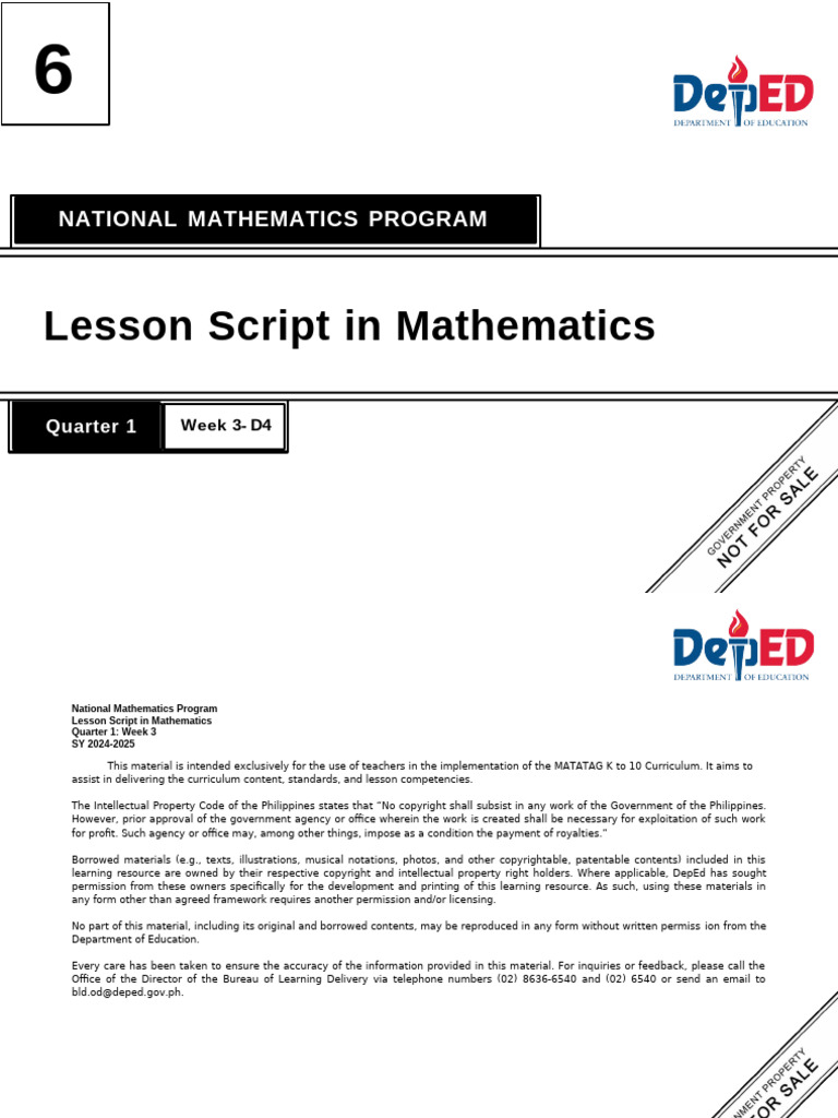 Lesson Script in Mathematics | PDF | Copyright | Mathematics