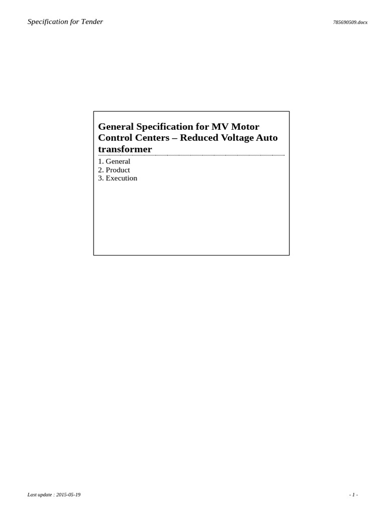 MV Motor Control Centers Rvat Spec R1 | PDF
