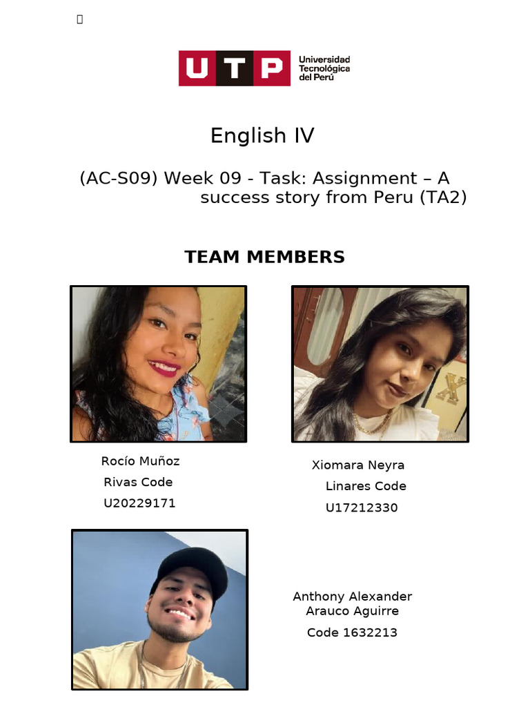 (AC-S09) Week 09 - Task Assignment - A Success Story From Peru (TA2) | PDF