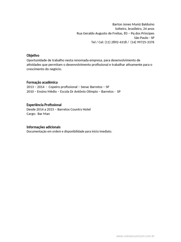 modelo-curriculum-vitae-simples (1) | PDF