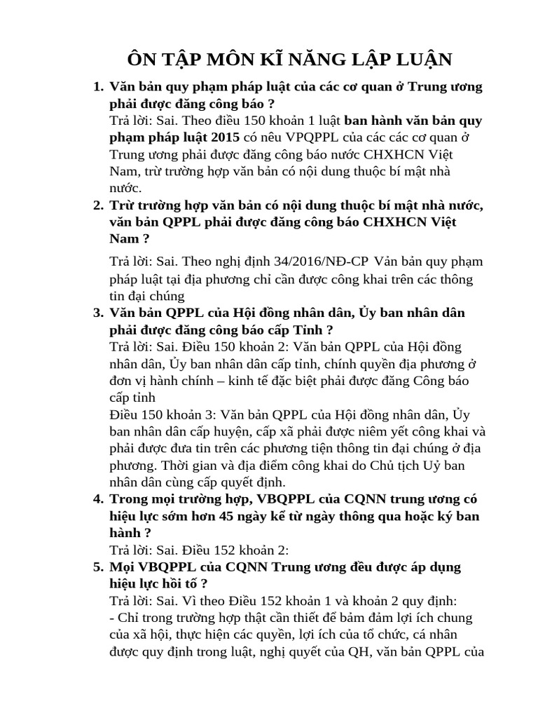 ÔN TẬP MÔN KNLL | PDF