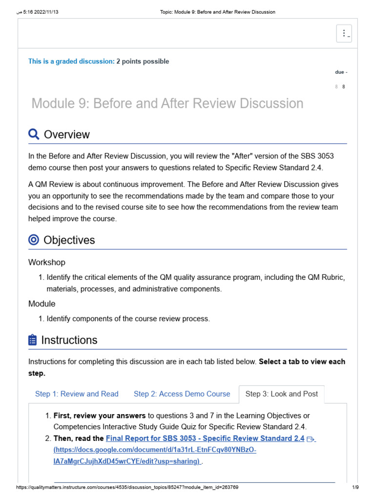 Topic - Module 9 - Before and After Review Discussion | PDF