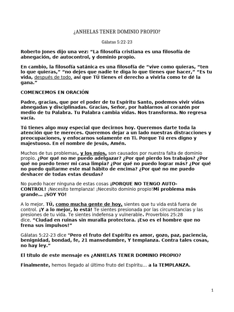 Anhelas Tener Dominio Propio | PDF