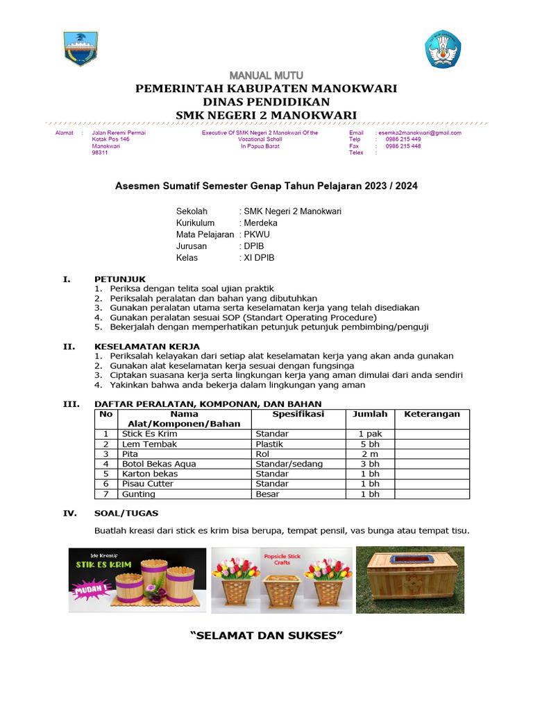 Soal PKWU XI DPIB | PDF