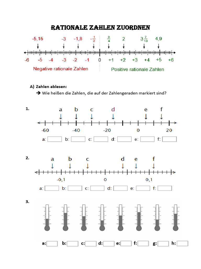 Rationale Zahlen Finden - Übung | PDF