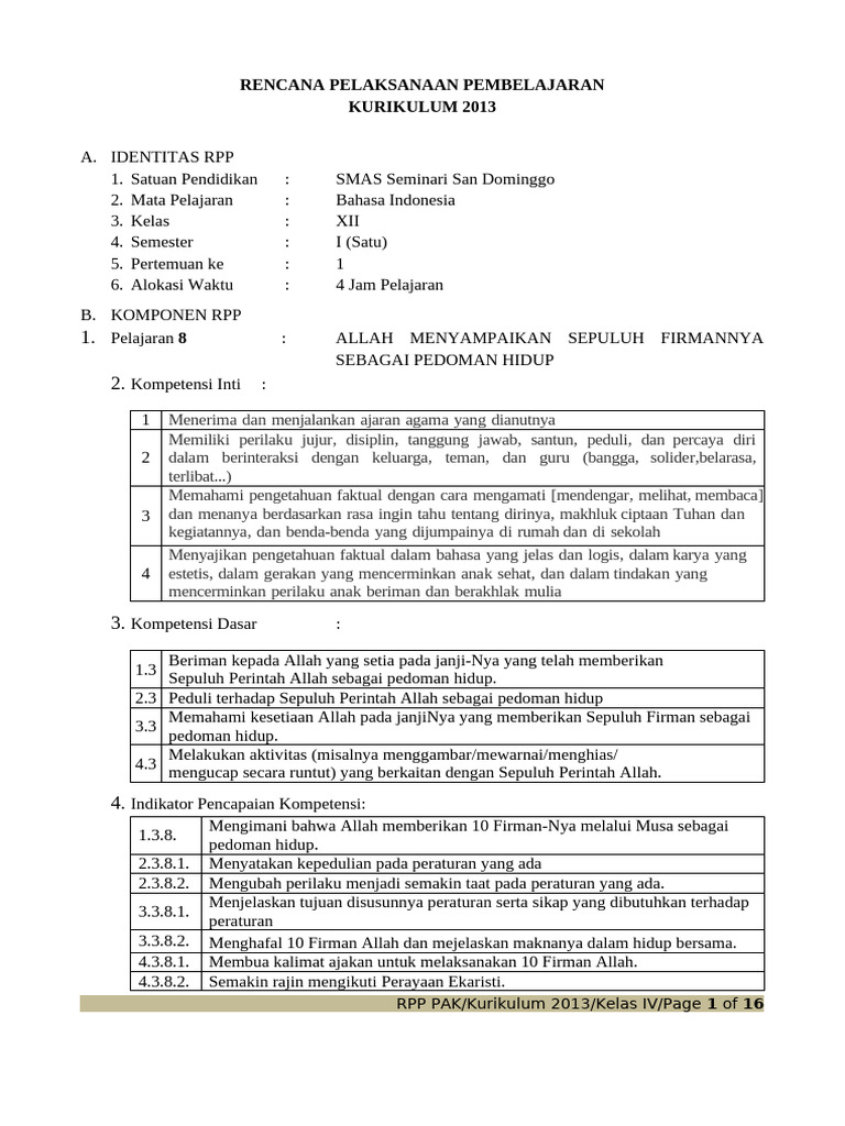 CONTOH RPP JADI (Materi 8) | PDF