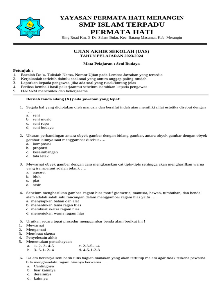 Soal Uas SBK - 125933 | PDF