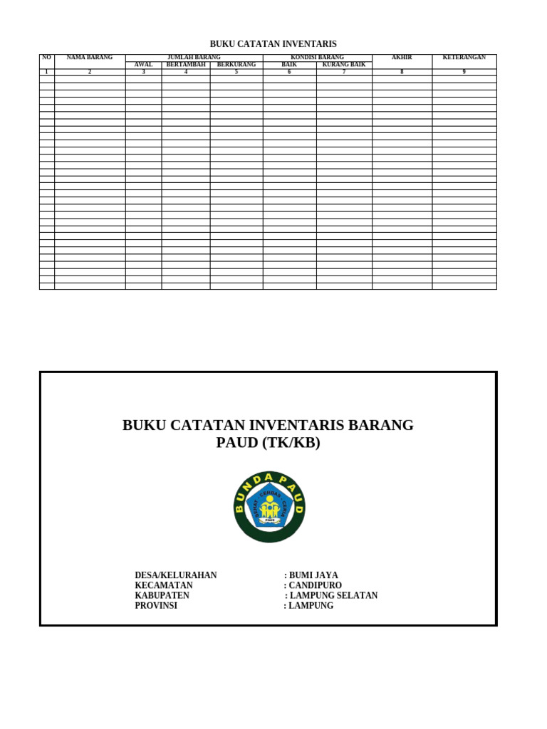 Buku Catatan Inventaris | PDF