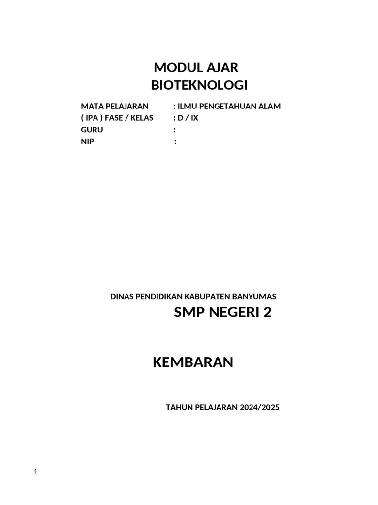 Modul Ajar Bioteknologi 1 Pdf