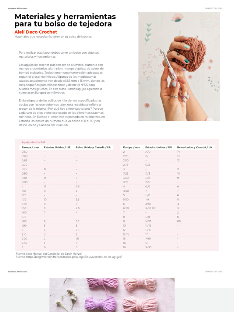 Materiales y herramientas para tejer crochet | PDF