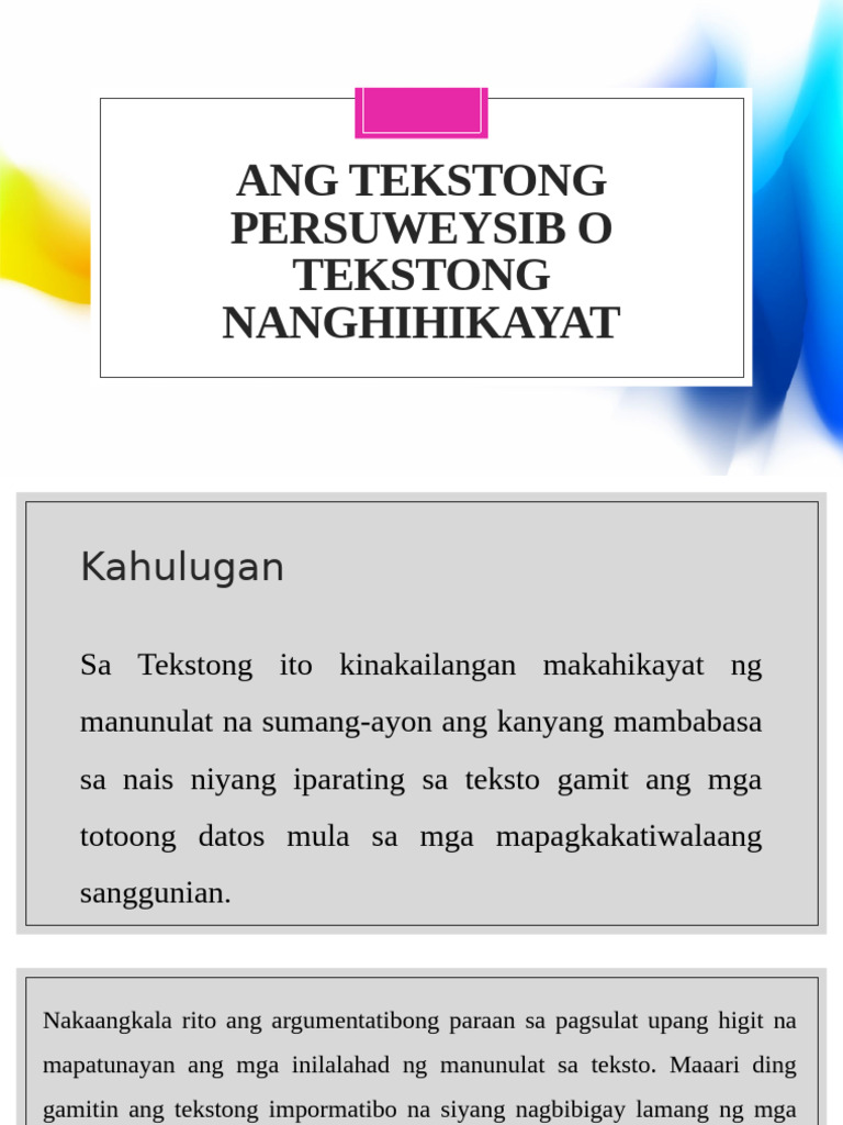 Ang Tekstong Persuweysib o Tekstong Nanghihikayat | PDF