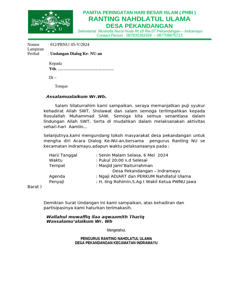 Undangan Rapat Nu | PDF
