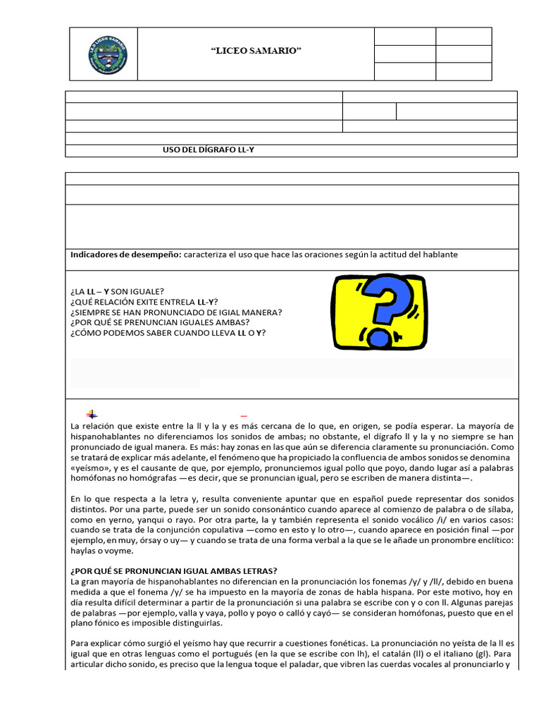El Uso Del Digrafo LL y 17668 | PDF