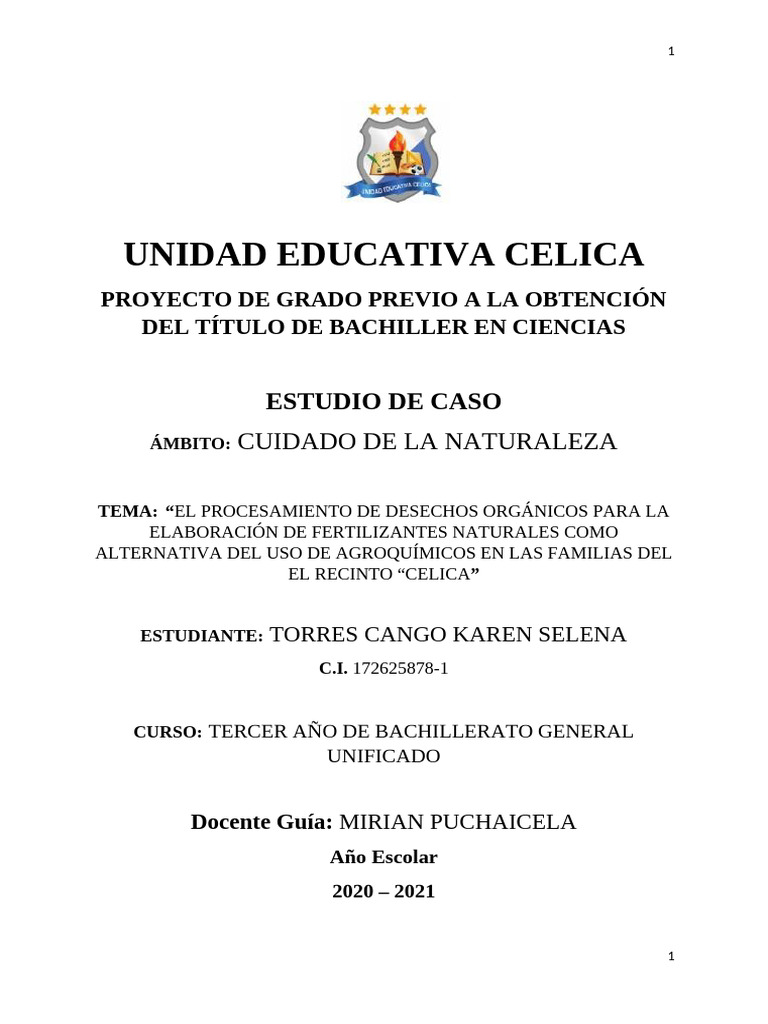 CUIDADO DE LA NATURALEZA PROYECTO ESTUDIO DE CASO - Definitivo | PDF