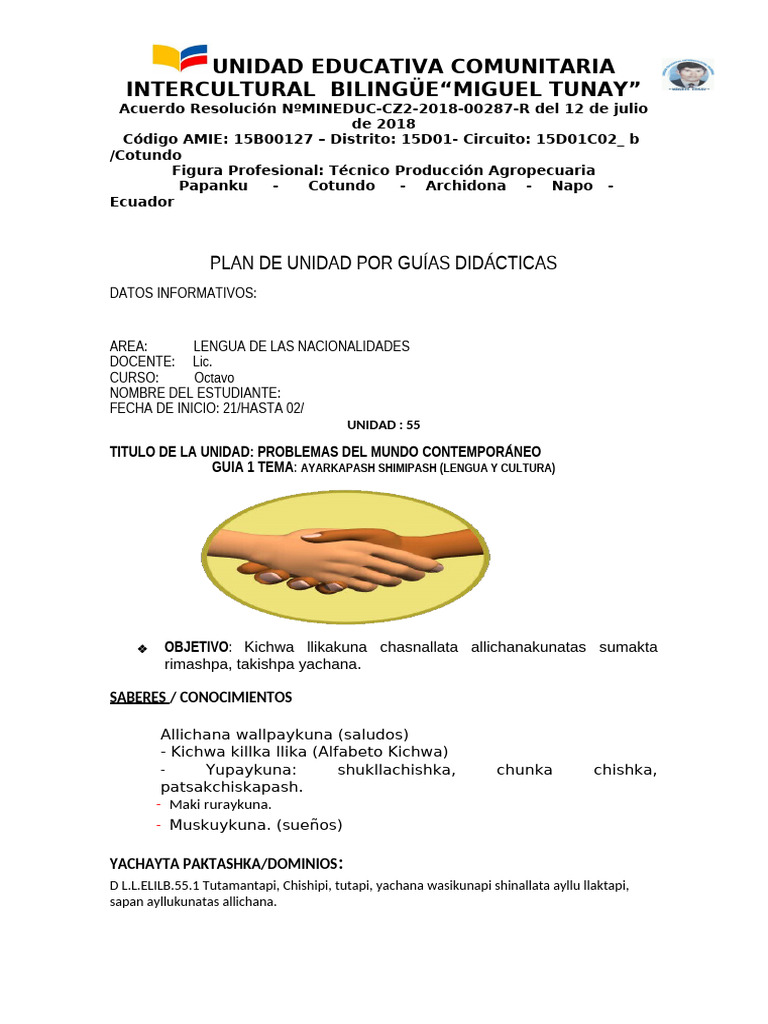 Guia Kichwa 8vo Egb | PDF