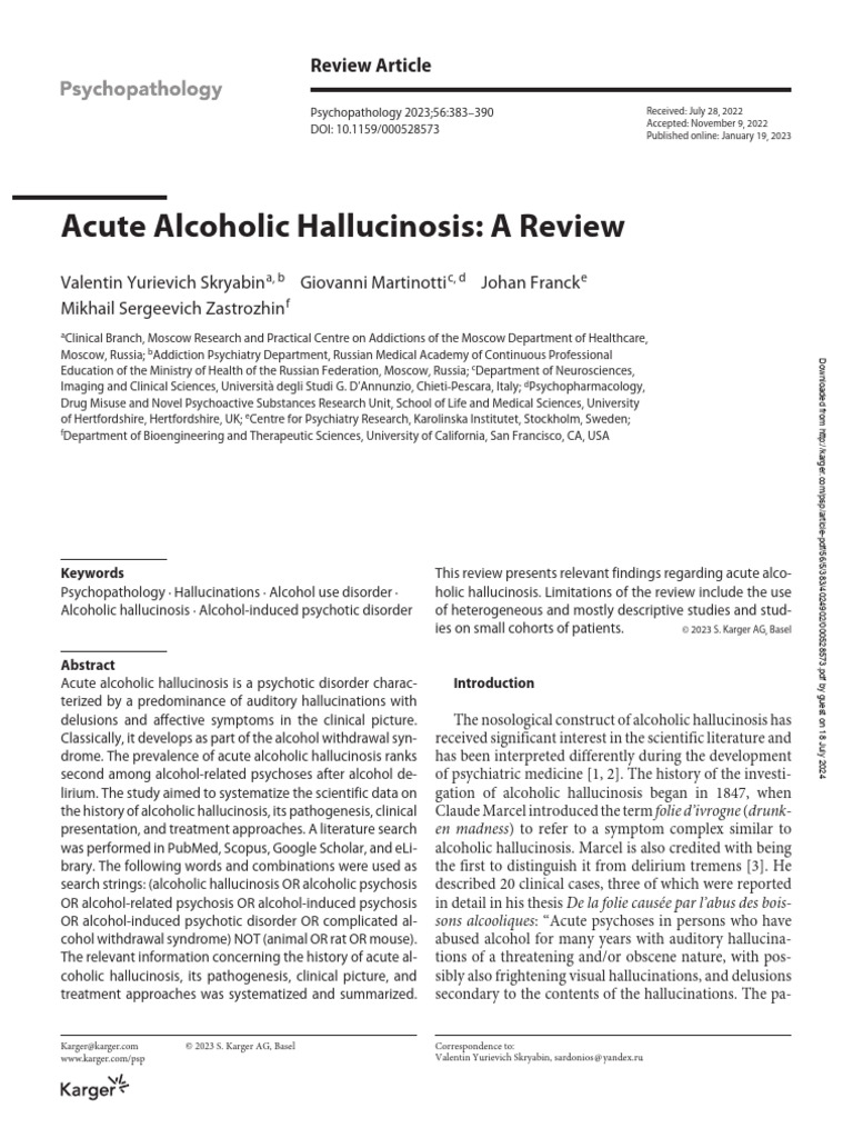Acute Alcoholics Hallucinations | PDF