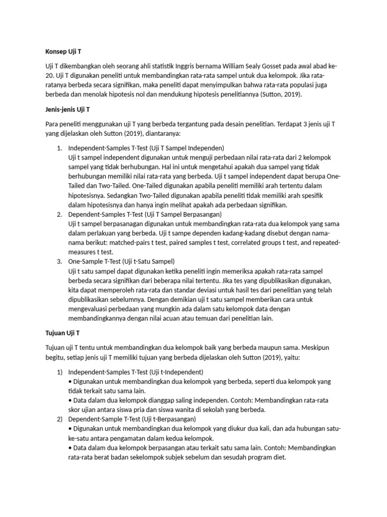 Konsep Uji T | PDF