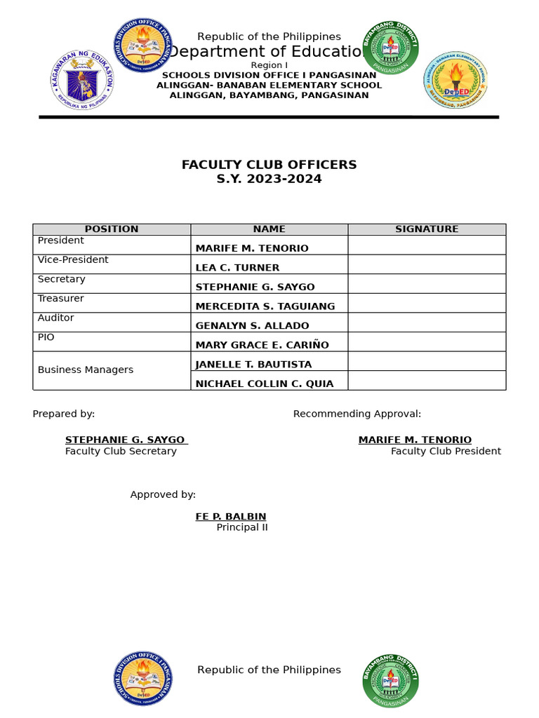 Accomplishment Report Faculty Club | PDF