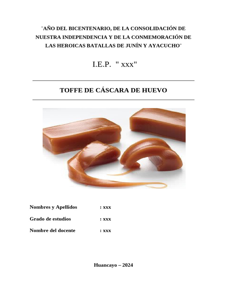 Eli Proyecto de Toffe Cáscara de Huevo | PDF