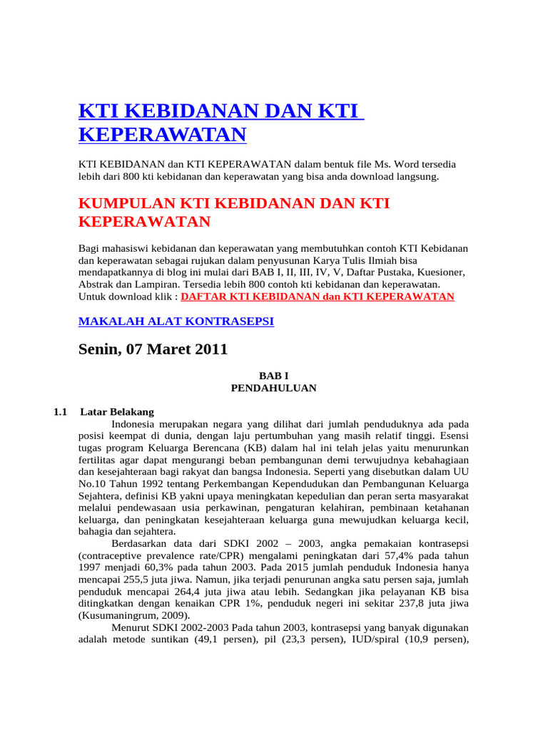 Kti Kebidanan Dan Kti Keperawatan | PDF