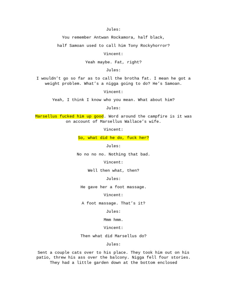 Pulp Fiction - 1994 - Foot Massage | PDF