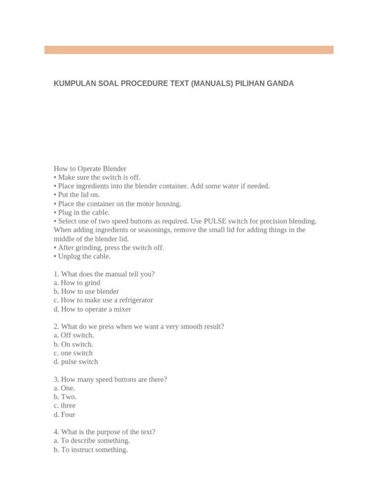 Soal Procedure Text 2 | PDF