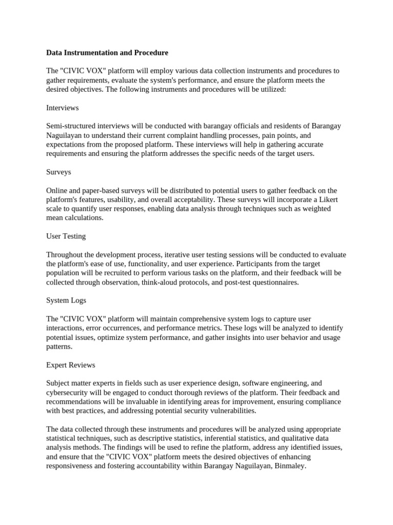 Data Instrumentation and Procedure | PDF