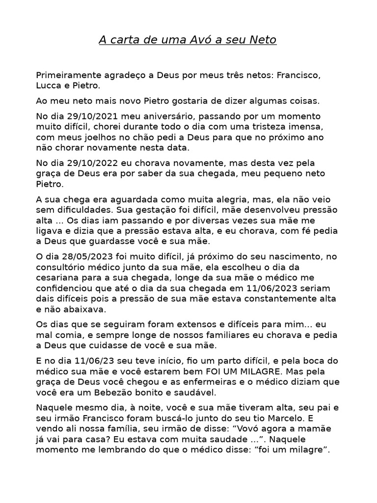 A Carta de Uma Avó A Seu Neto | PDF
