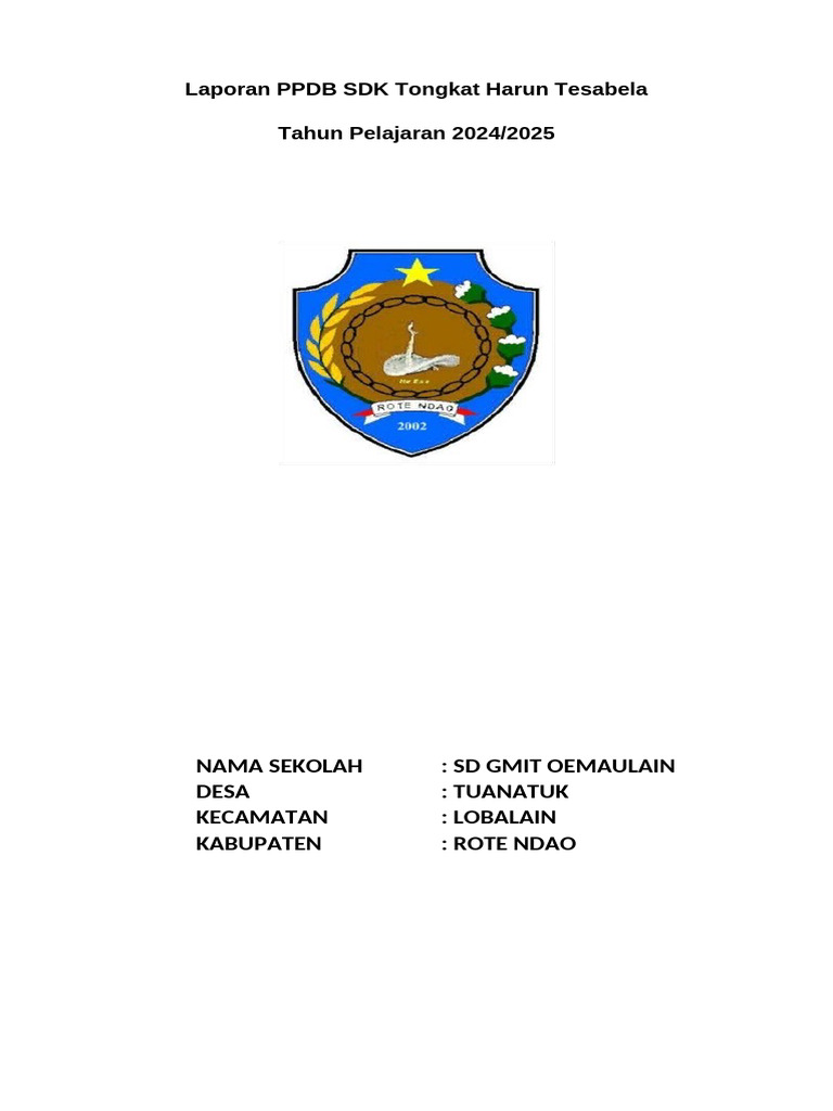 Laporan PPDB SD Gmit Oemaulain Tahun Pelajaran 2024-2025 | PDF