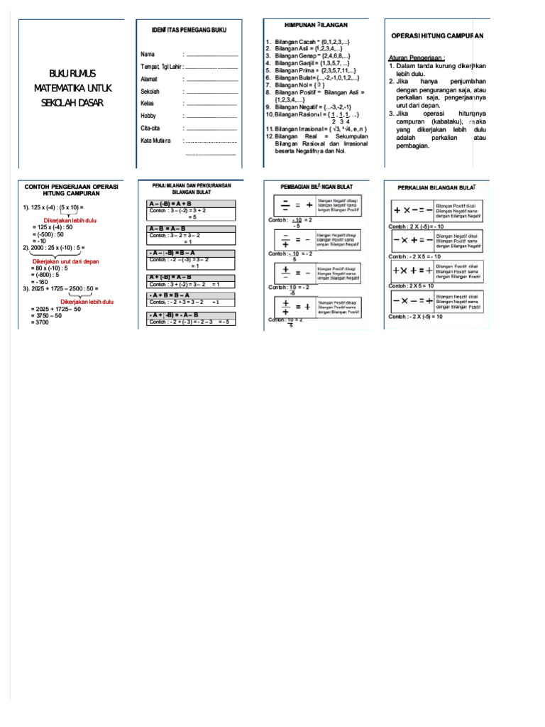 PDF Rangkuman Rumus Matematika SD Compress | PDF