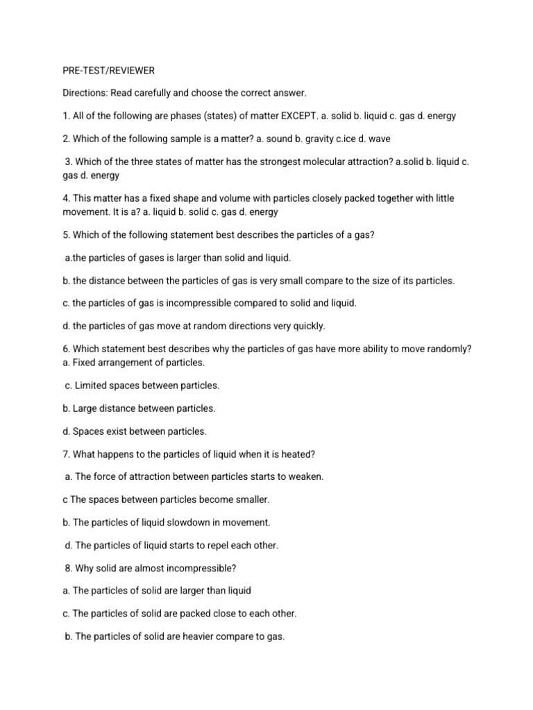 Pre-Test Review | PDF